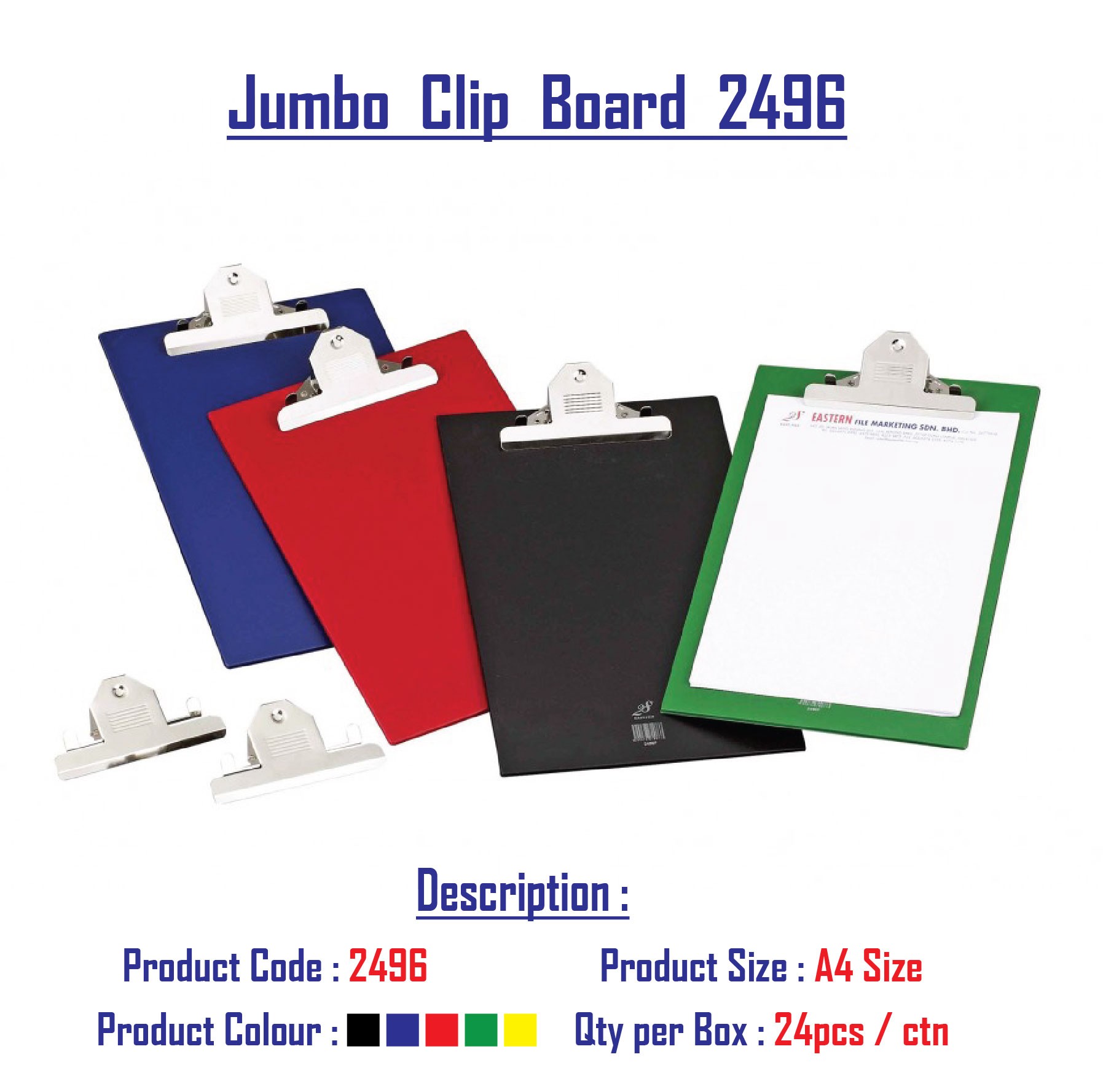 28 Jumbo Clip Board A4 2496 - Filing Product